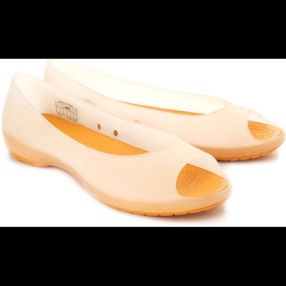 CROCS | Shoes | Crocs Carlie Peep Toe Flat Oystermango Color | Poshmark
